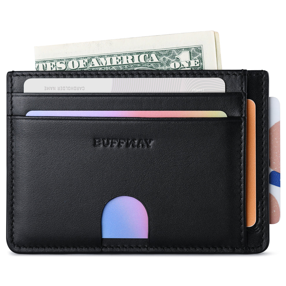 Buffway Card Holder Wallet with RFID Blocking - Compact Design for Org