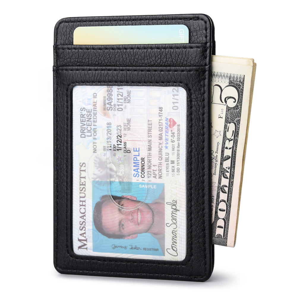 Buffway Mens Slim Wallet, Minimalist Thin Front Pocket Leather Credit