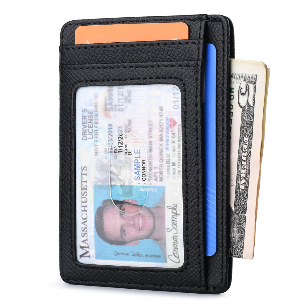 Buffway Slim Minimalist Front Pocket RFID Blocking Leather Wallets for